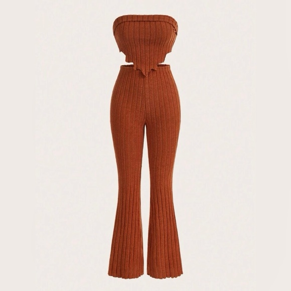 SHEIN | Tops | Nwt Shein Ezwear Solid Tube Top Flare Leg | Poshmark